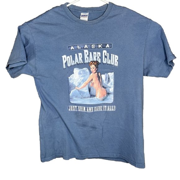 Gildan Heavy Cotton | Shirts | Alaska Souvenir Pin Up Girl Tee Mens L Polar Bare Club Just Grin ...